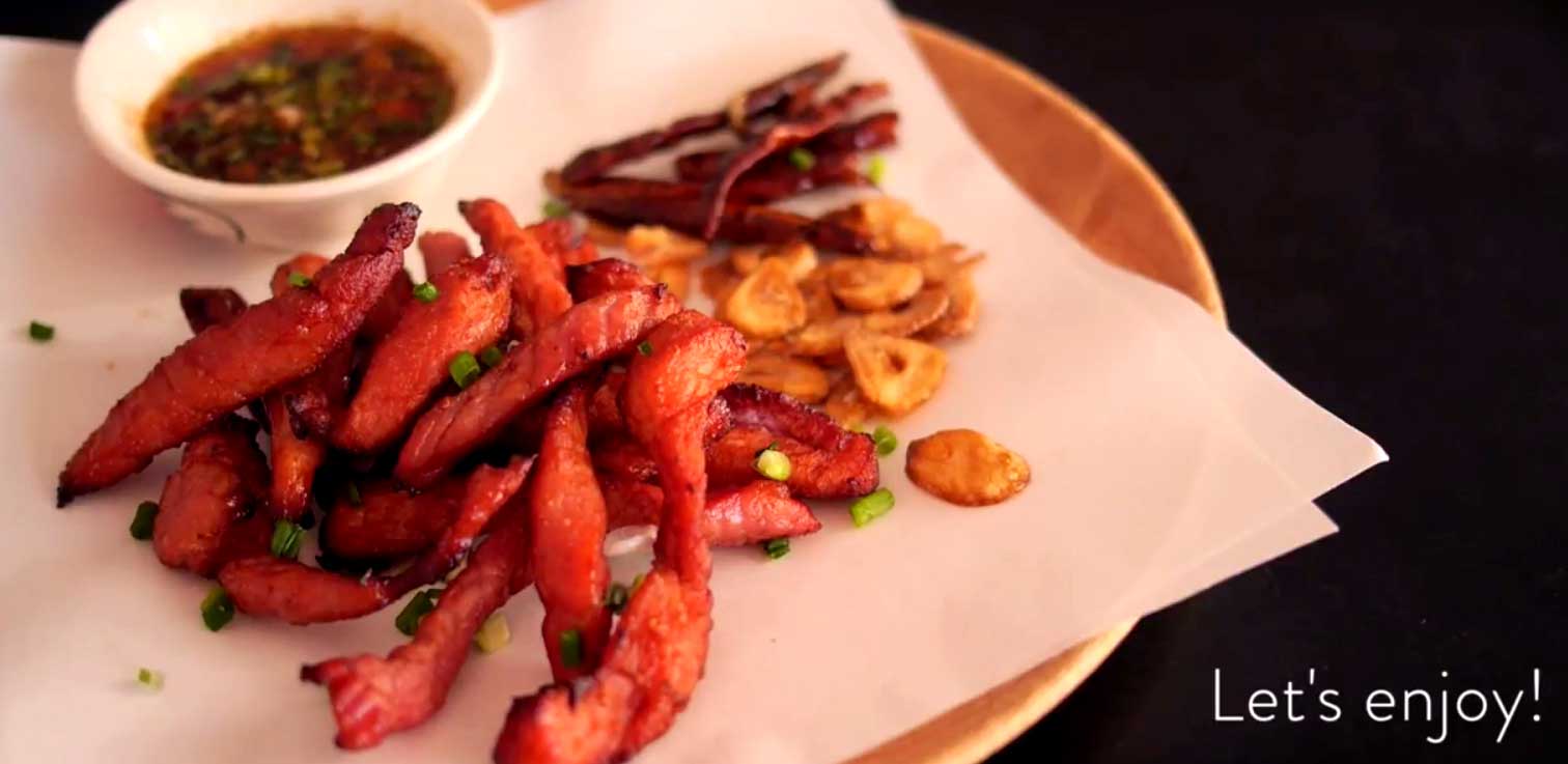 Nam Moo-Dad-Diew (Deep Fried Sun Dried Fermented Pork) by Lobo