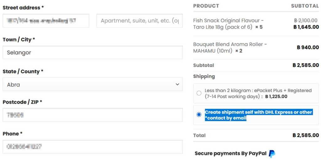 Contact DHL Express for Self Paid Delivery